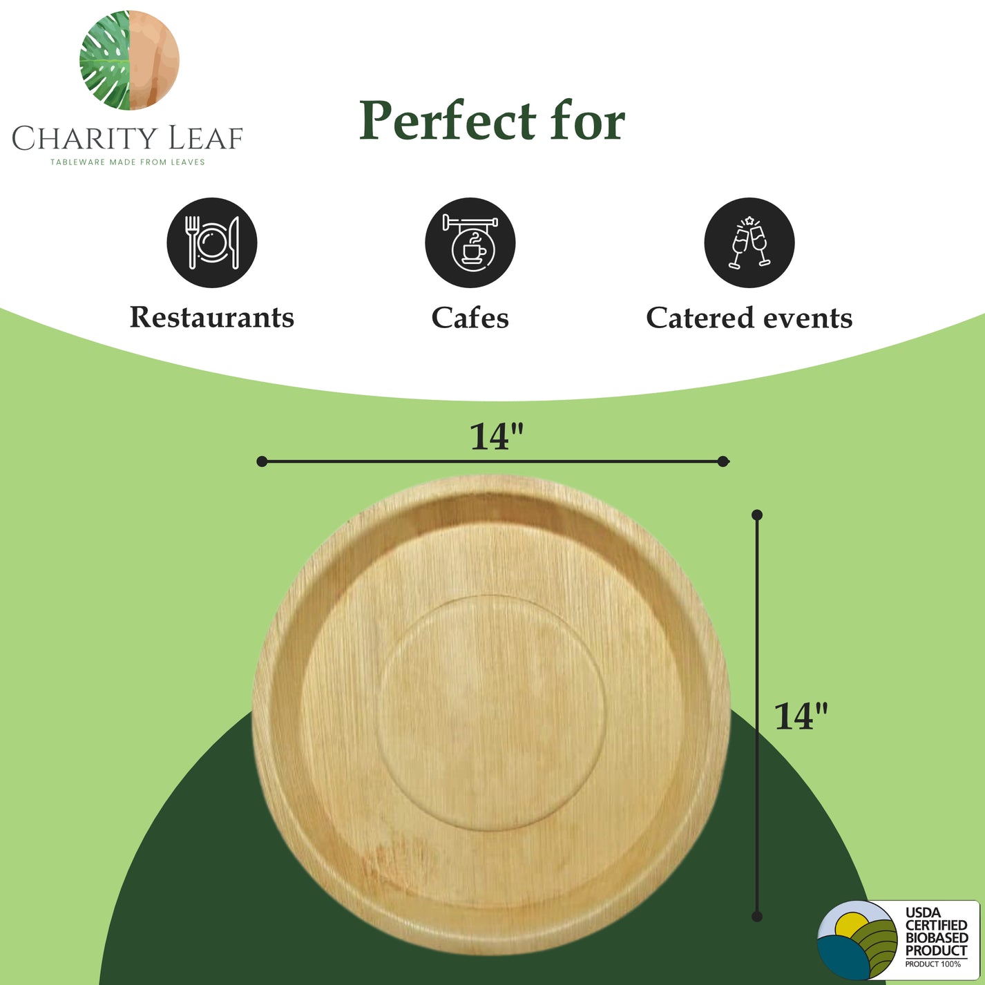14" Inch Round Natural Palm Leaf Platter – Charity Leaf