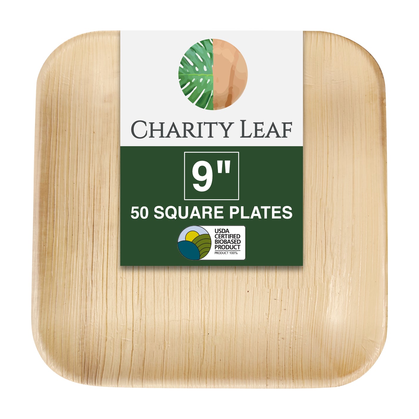 9" Inch Square Decorative Palm Leaf Fiber Plate – Charity Leaf